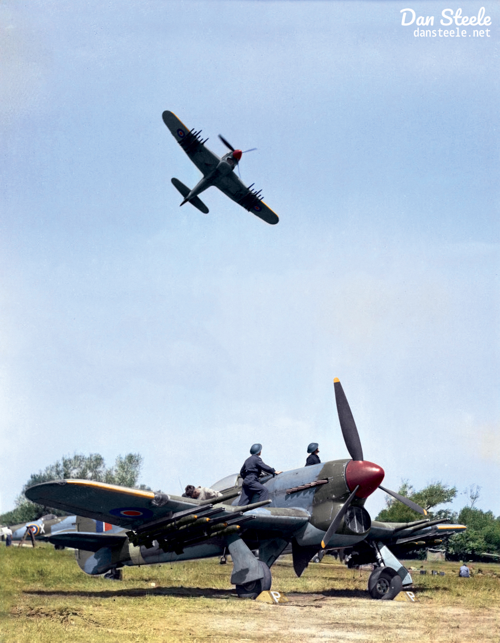 RAF Hawker Typhoon 1B soars over RAF Thorney Island, 1944 - Dan Steele